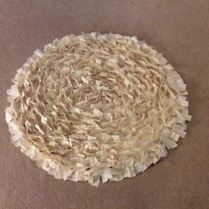 Ivory Shabby Chic Rag Rug, Ivory Tule, White Cotton Natural Burlap, 36 ...