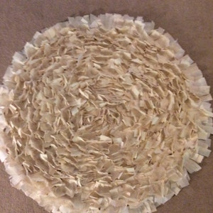 Ivory Shabby Chic Rag Rug, Ivory Tule, White Cotton Natural Burlap, 36 ...