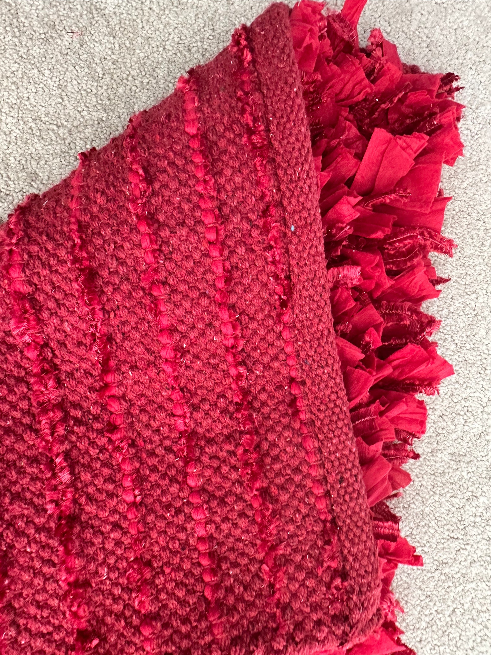 Red Shag Rag Rug - Etsy