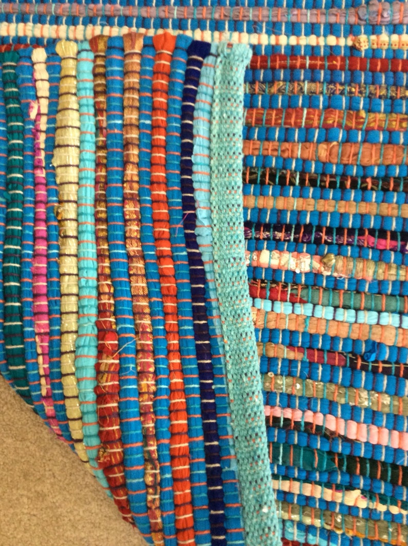 Chindi rag rug handmade rag rug boho rag rug hippie rag | Etsy