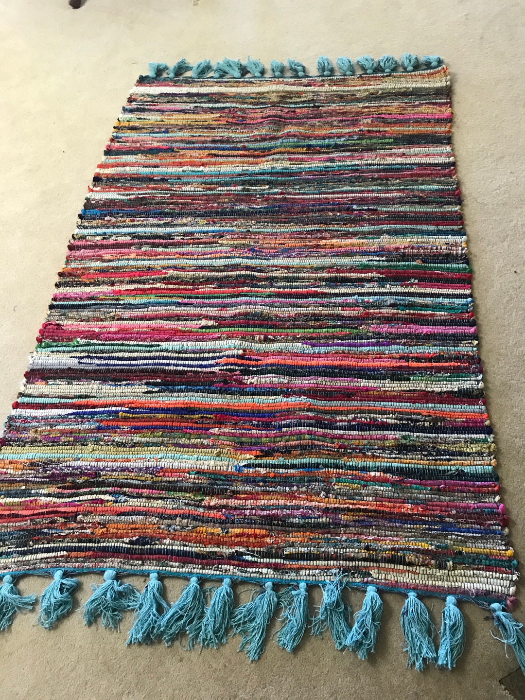 Beautiful Chindi Rag Rug 6’8” X 4’ - Etsy