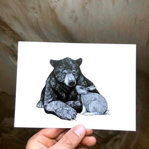 The Bear and the Bunny - Bear Art - Bunny Art - Art Prints - Rabbit Art ...