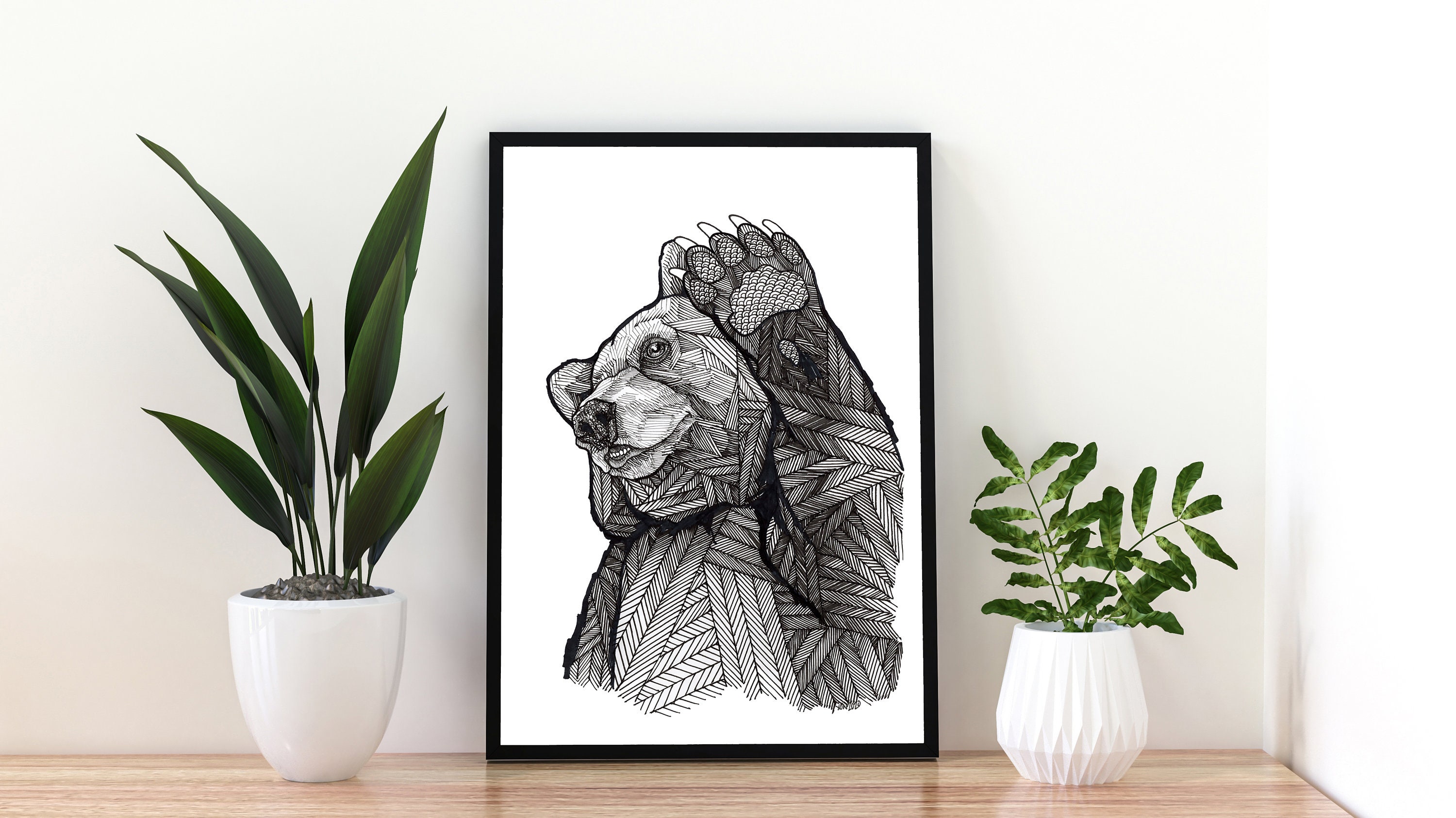 Bear Prints Bear Artwork High Five Bear Art Prints - Etsy UK
