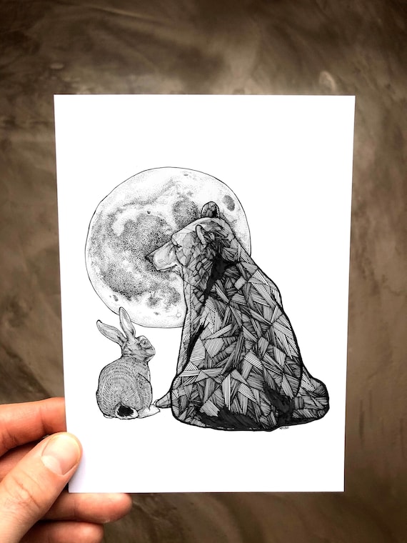 Bear and Bunny Bear Art Bunny Art Art Prints Animal | Etsy