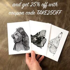 Bear High Five Bear Art Bear Drawings Bear Prints Art Prints Geometric ...