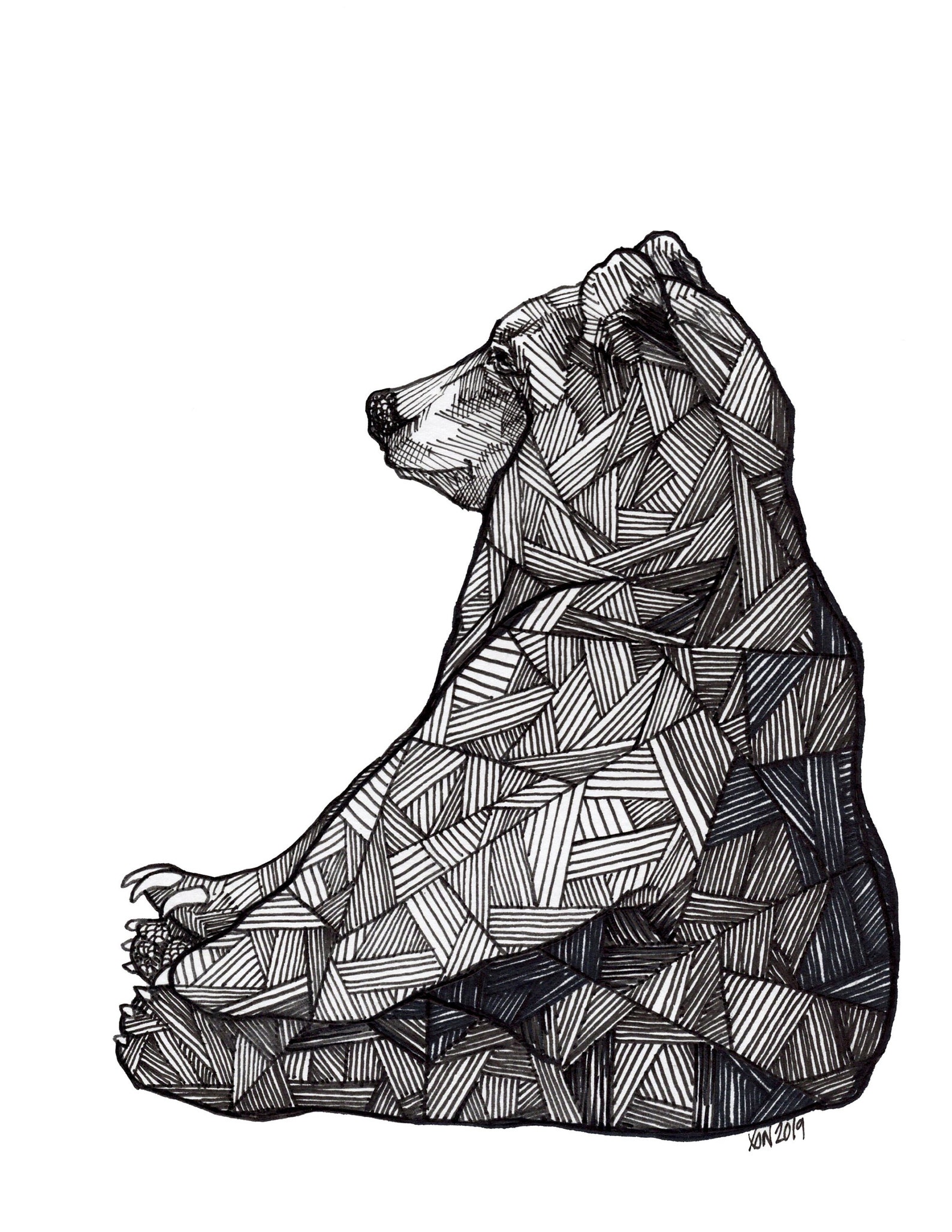 Bear Art Bear Drawing Bear Prints Sitting Bear - Etsy