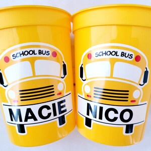 School Bus Party Cups - Reusable School Cups School Bus Birthday School ...