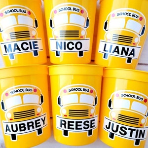 School Bus Party Cups Reusable School Cups School Bus Birthday School ...