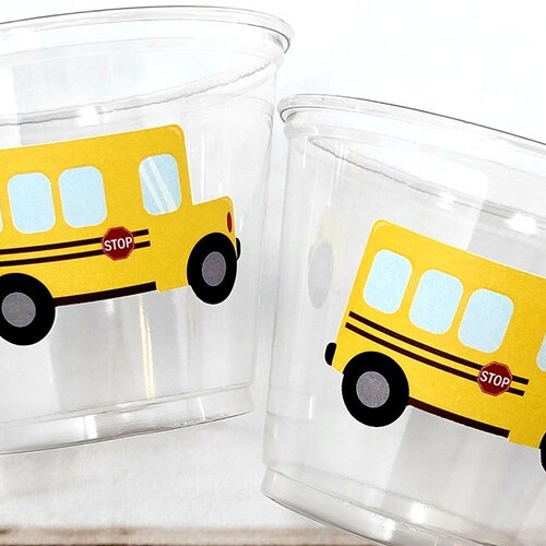 School Bus Party Cups School Cups School Bus Birthday School - Etsy