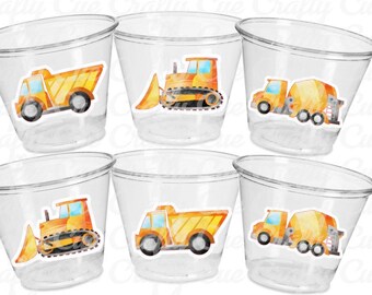 Construction Party Cups With Shovel Spoon , Construction Birthday Party ...