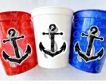 Nautical Party Cups Nautical Wedding Anchor Cups Nautical Baby Shower ...