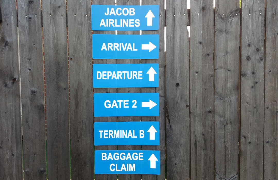 Airplane Party Signs, Airport Terminal Signs, Airplane Birthday Party ...