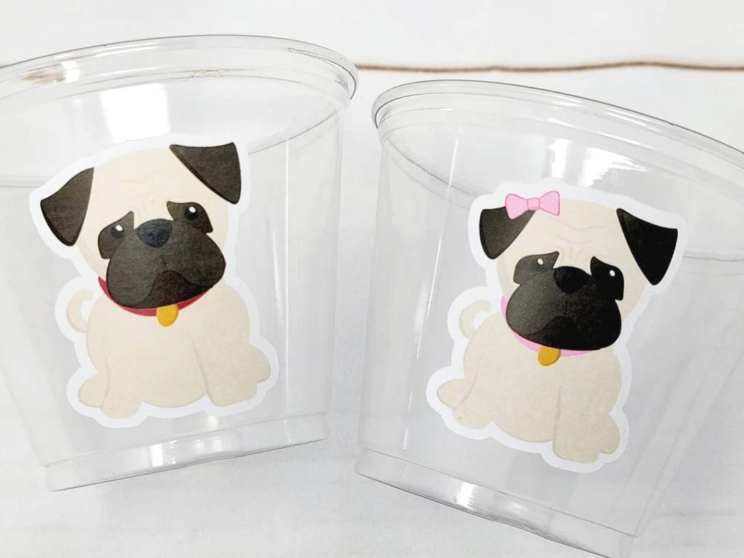 PUG PARTY Cups - Pug Cups Pug Birthday Cups Pug Dog Party Cups Puppy ...