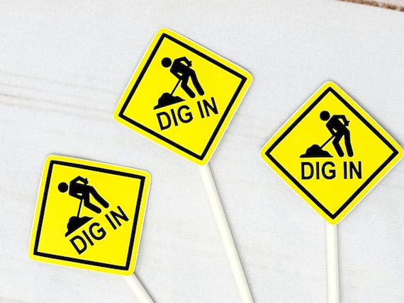 Dig In Cupcake Toppers, Construction Cupcake Toppers, Construction ...