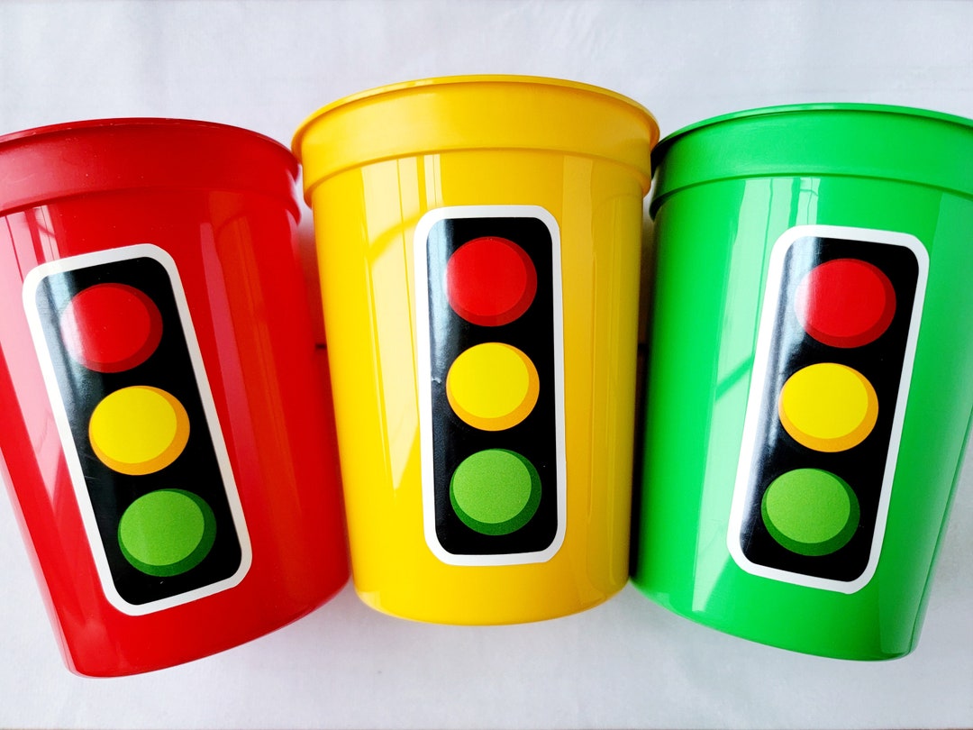 Traffic Light Cups - Traffic Sign Cups Transportation Party School Bus ...