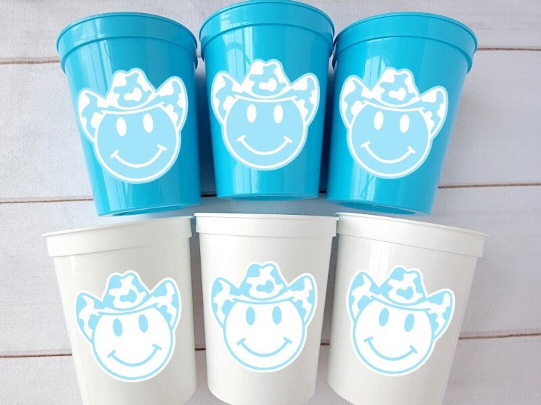 COWBOY SMILEY FACE Cups Cowboy Cups Cowboy Party Favor Cowgirl ...