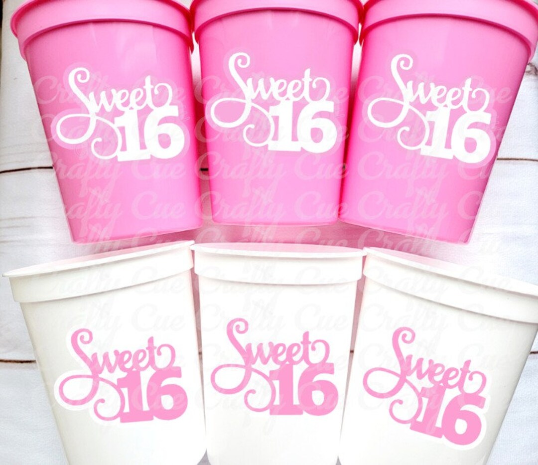 SWEET 16 PARTY Cups - Reuseable Sweet Sixteen Party Cups Sweet 16 Party ...