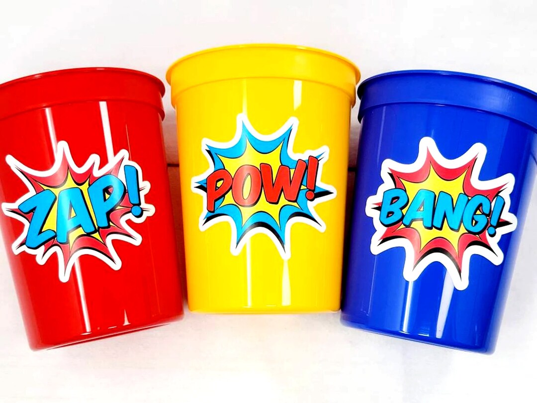 SUPERHERO PARTY CUPS Superhero Cups Superhero Birthday - Etsy