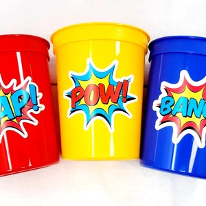 SUPERHERO PARTY CUPS Superhero Cups Superhero Birthday - Etsy