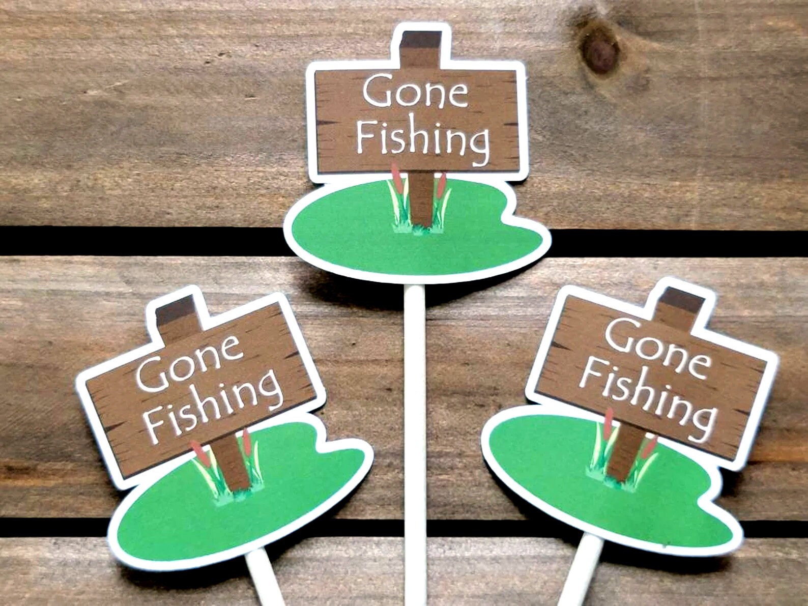 Gone Fishing Cupcake Toppers, Fish Party Cups, the BIG One, Fisherman ...