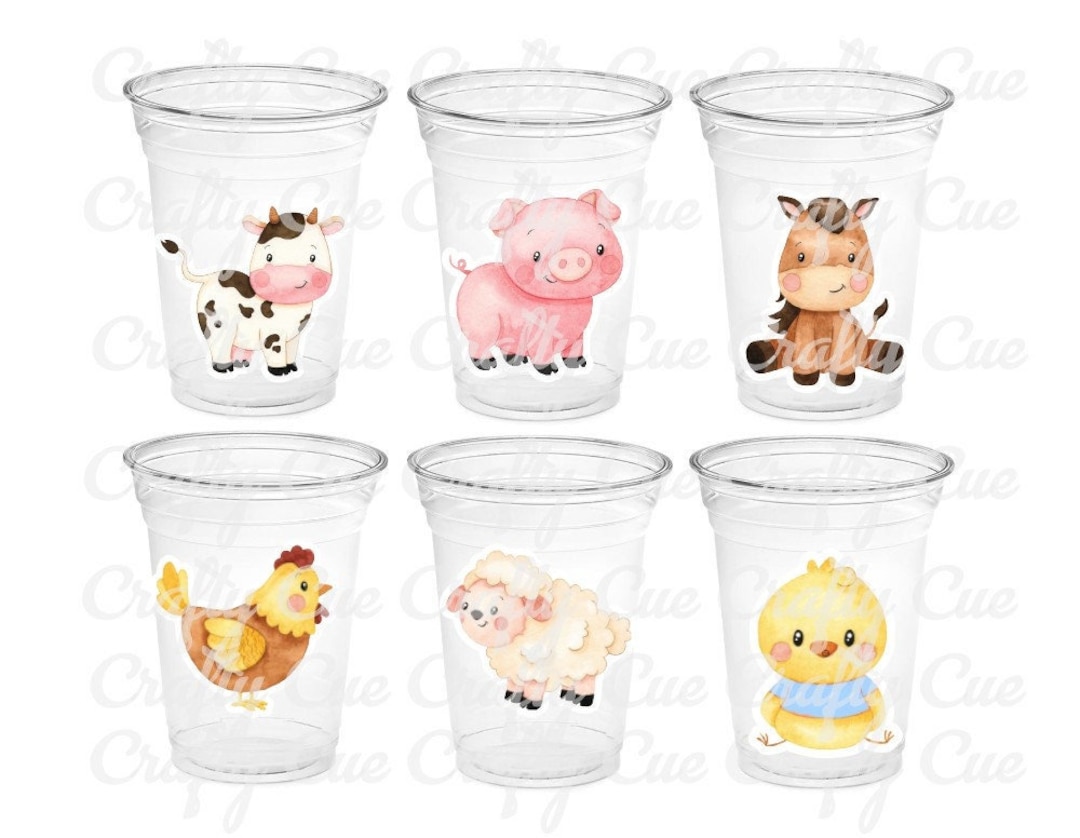 FARM PARTY Cups - Farm Cups Farm Animal Cups Farm First Birthday Farm ...