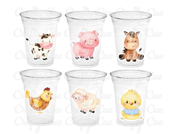 FARM PARTY Cups - Farm Cups Farm Animal Cups Farm First Birthday Farm ...