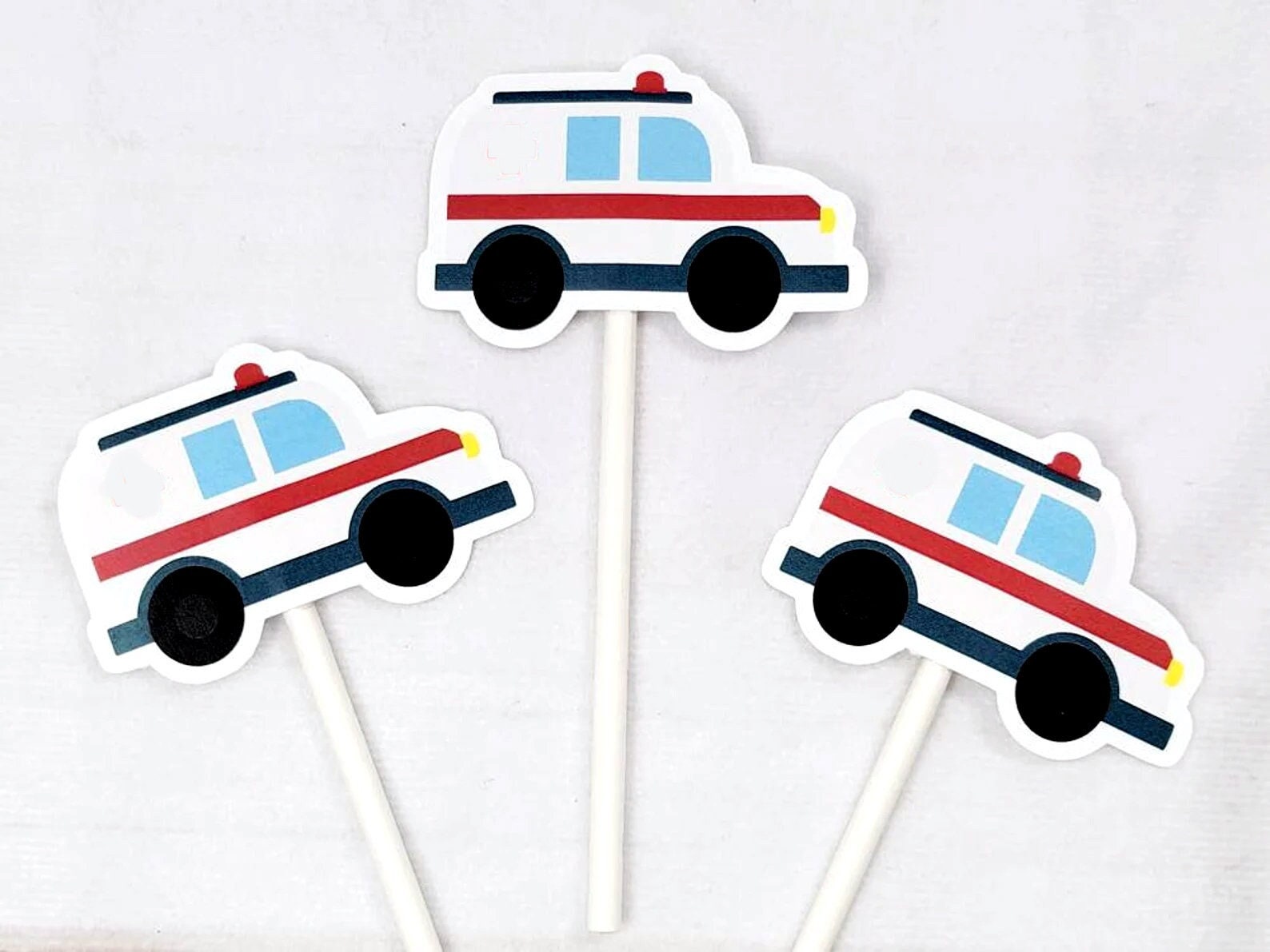 Ambulance Cupcake Toppers Ambulance Cupcake Picks Cupcake - Etsy