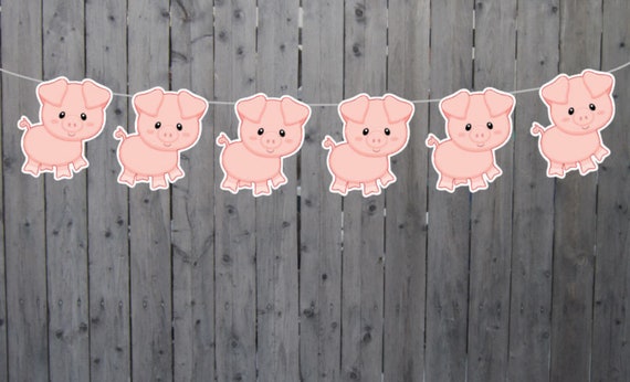 Pig Garland, Pig Banner, Pig Birthday, Farm Birthday, Pig Party ...