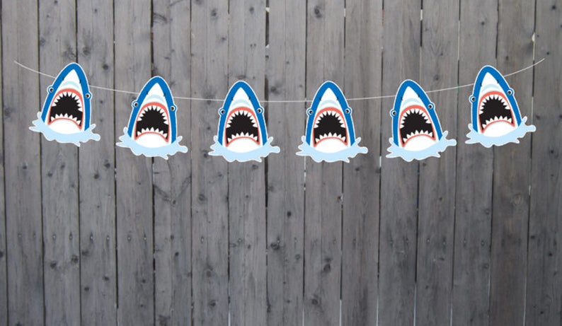 Shark Banner, Shark Garland, Space Banner, Space Garland, Shark Party ...