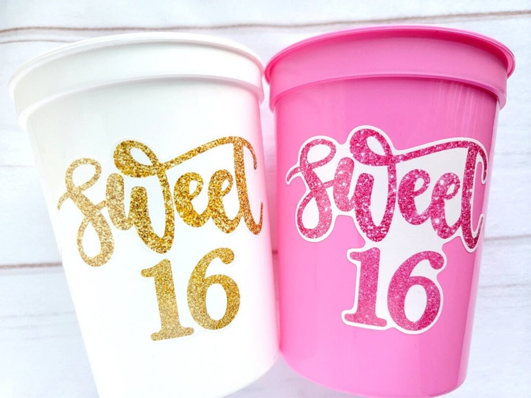 SWEET 16 PARTY Cups - Reuseable Sweet Sixteen Party Cups Sweet 16 Party ...