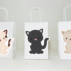 Cat Goody Bags, Cat Favor Bags, Cat Gift Bags, Cat Favors, Brown Cat ...