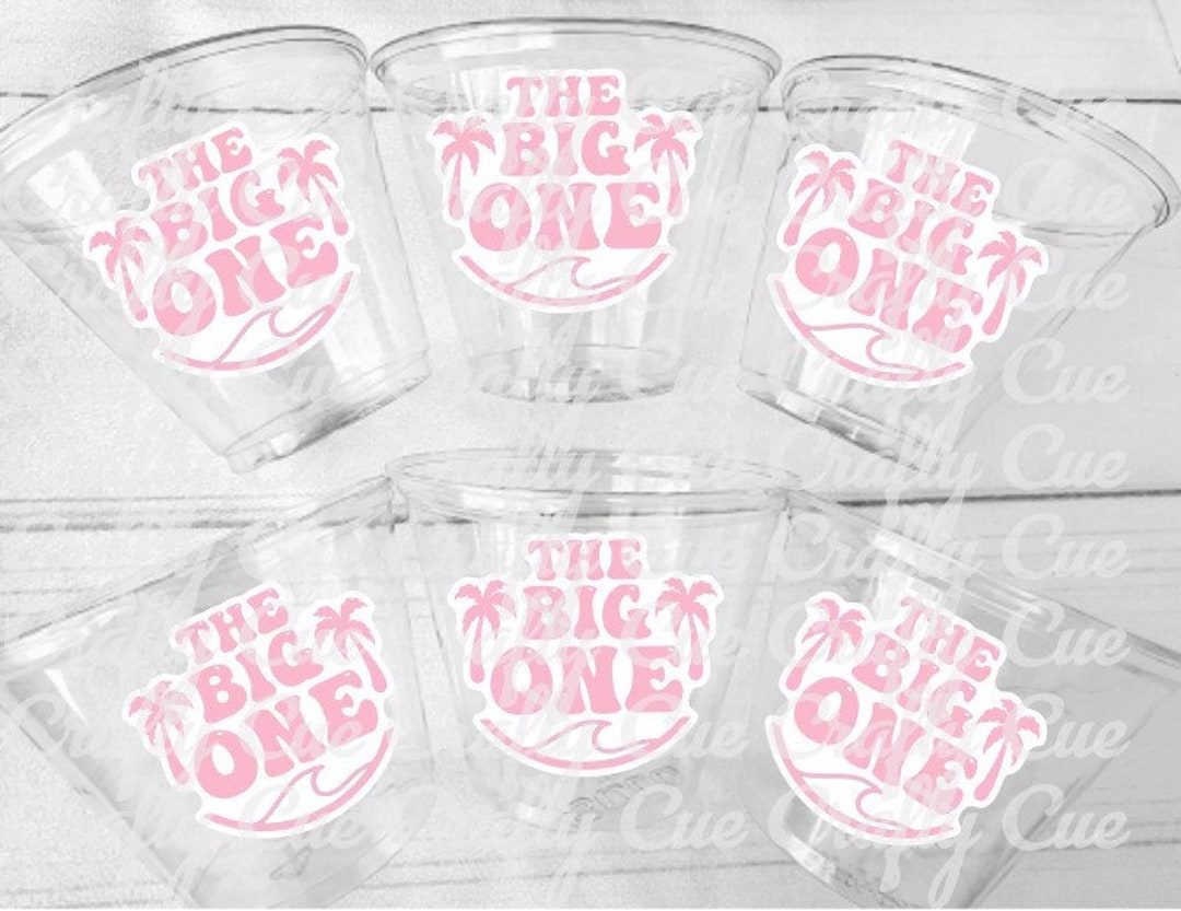 Surf Birthday Cups, the Big One Cups, 1st Birthday Party Cups, Surf ...