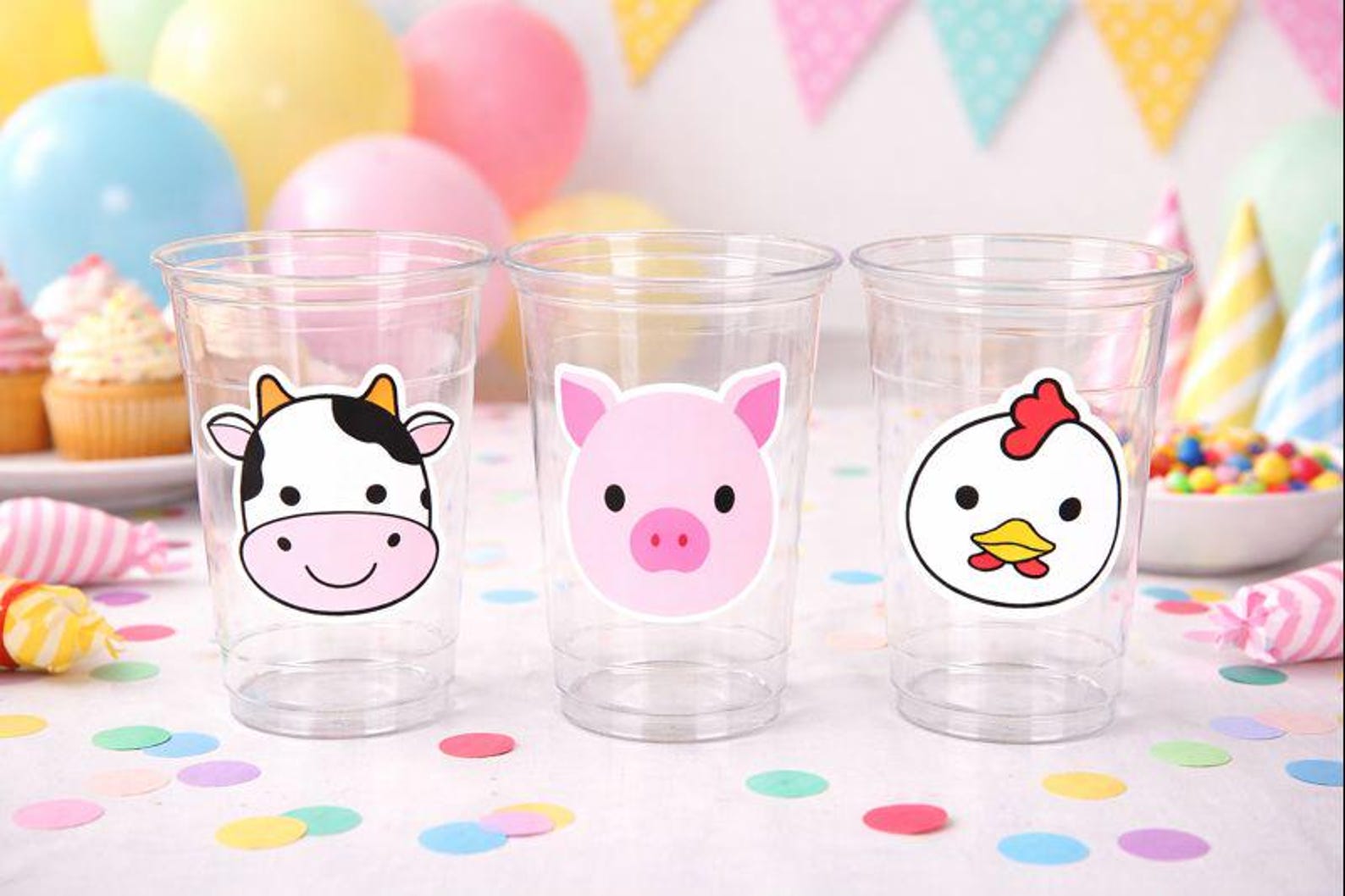 FARM PARTY Cups - Farm Cups Farm Animal Cups Farm First Birthday Farm ...