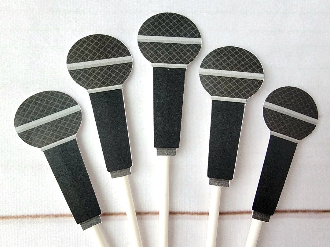 Microphone Cupcake Toppers, Music Cupcake Toppers - Etsy