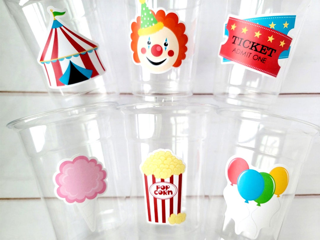 CIRCUS PARTY CUPS - Circus Birthday Cups Circus Party Favors Circus ...