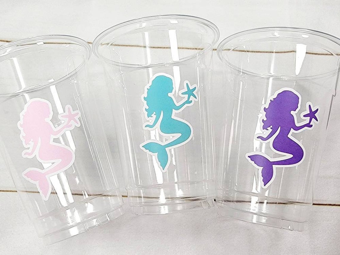 MERMAID PARTY CUPS Mermaid Birthday Cups Mermaid Party Cups | Etsy