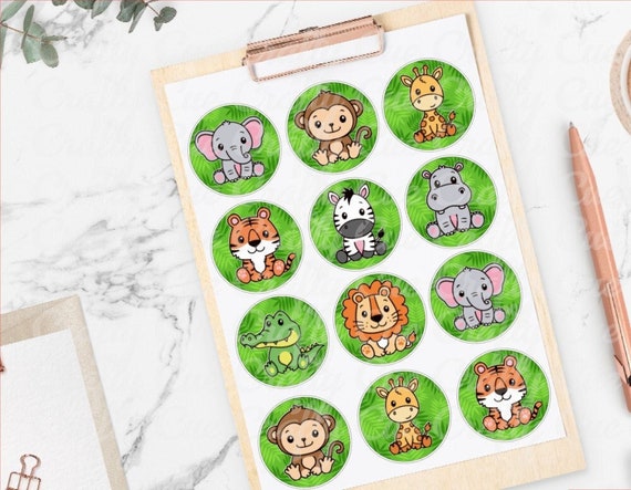 Safari Party Stickers Safari Party Favors Safari Candy Bag Stickers ...
