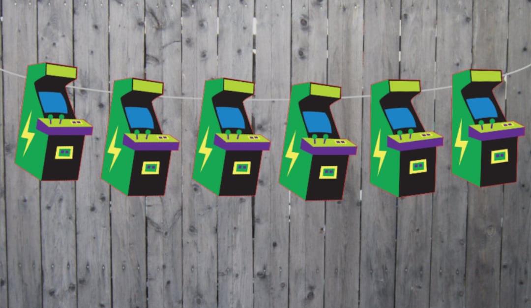 Arcade Garland, Arcade Banner, Video Game Birthday, Video Game Party ...
