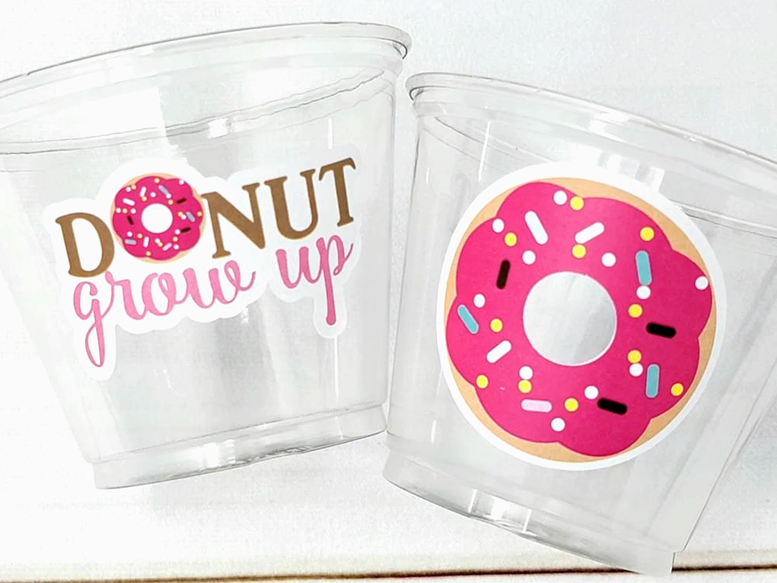 DONUT PARTY CUPS Donut Birthday Party Donut Grow up Donut - Etsy