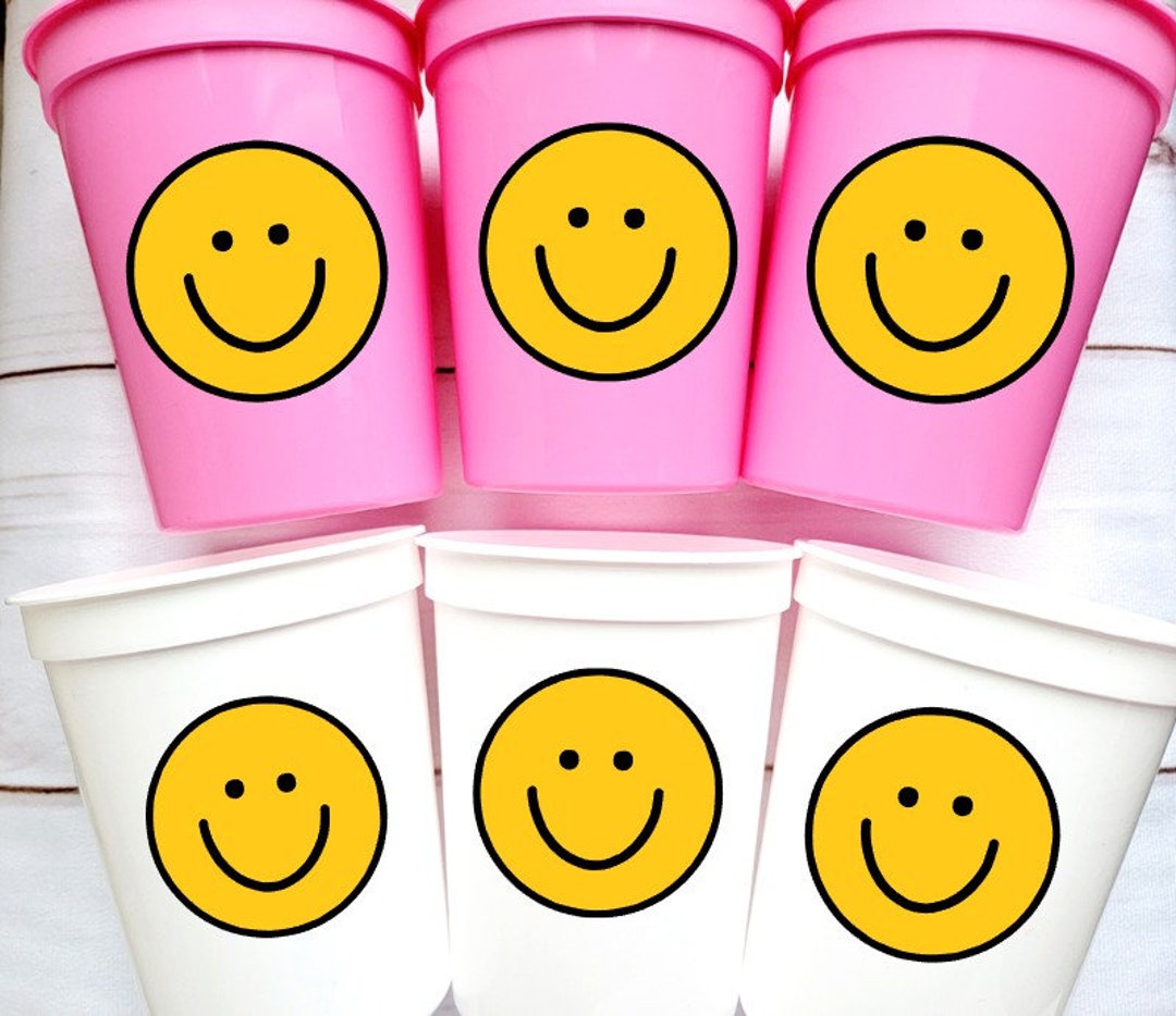 SMILEY FACE CUPS One Happy 1st Birthday Happy Smiley Face First ...