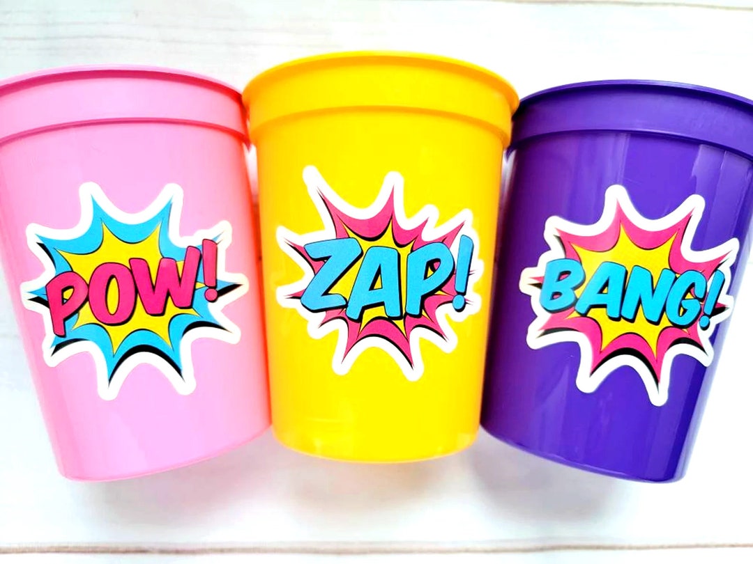 GIRL SUPERHERO PARTY Cups- Superhero Cups Superhero Birthday Superhero ...