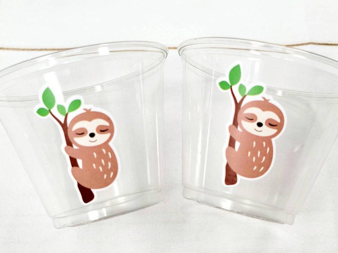 SLOTH PARTY CUPS - Sloth Cups Sloth Birthday Cups Sloth Baby Shower ...