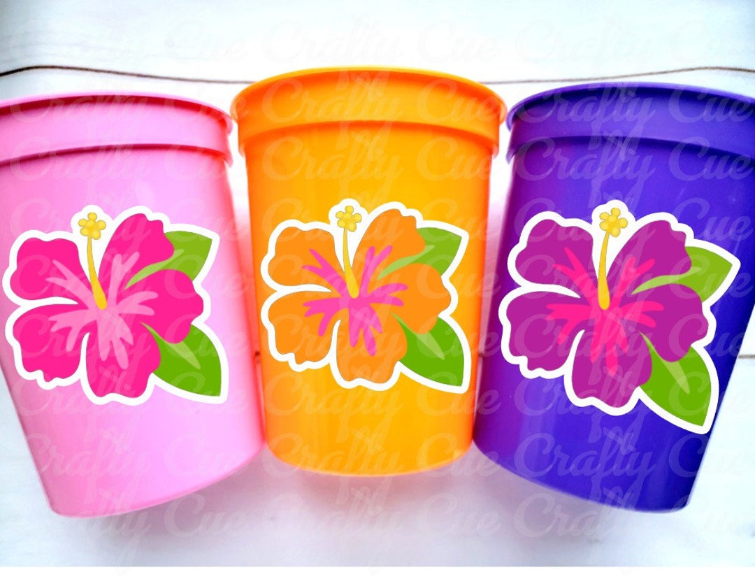 LUAU PARTY CUPS -aloha Party Cups Luau Party Decoration Hibiscus Party ...