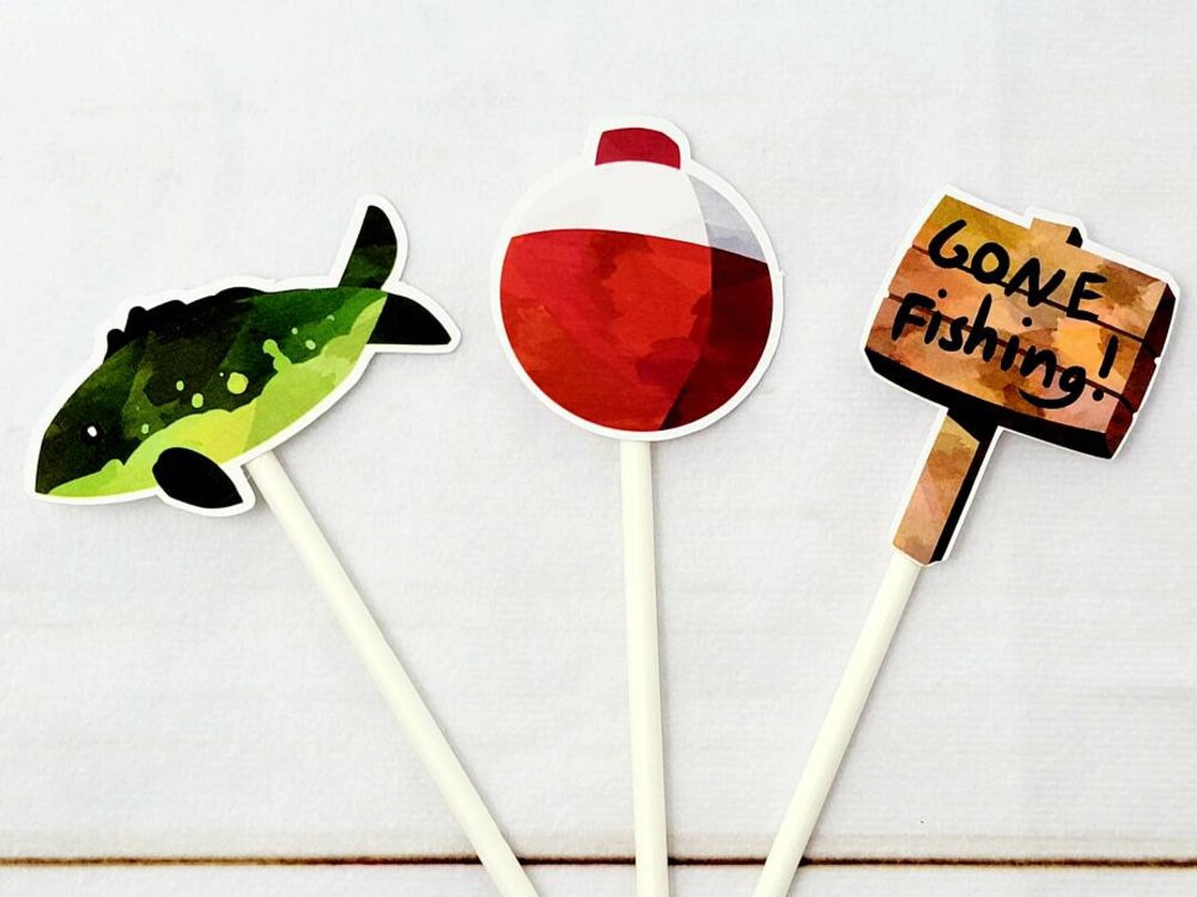 Gone Fishing Cupcake Toppers, Fish Party Cups, the BIG One, Fisherman ...