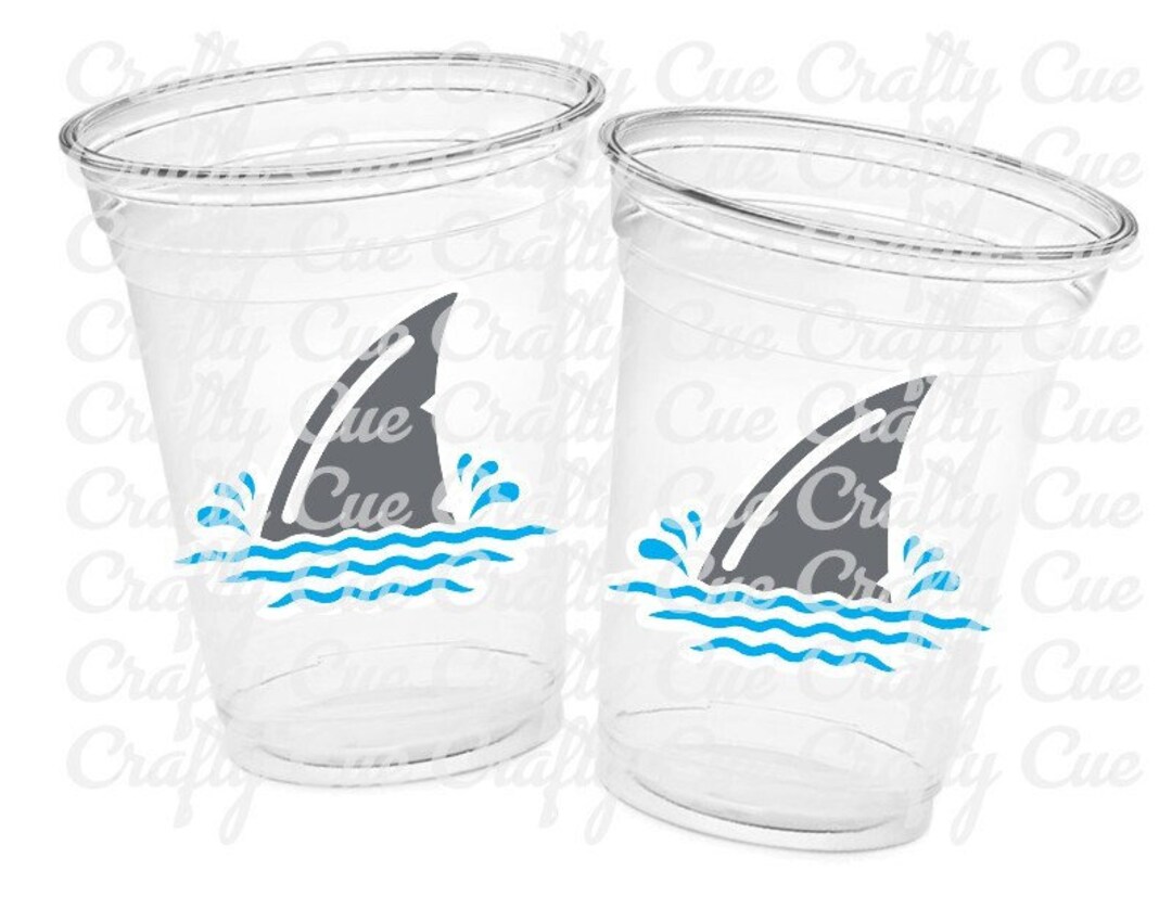 SHARK FIN PARTY Cups Shark Fin Cups Shark Birthday Cups Shark Birthday ...