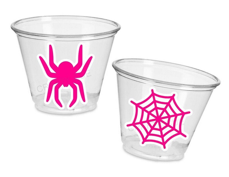 GIRL SPIDER PARTY Cups - Spider Web Cups Spider Cups Pink Spider ...