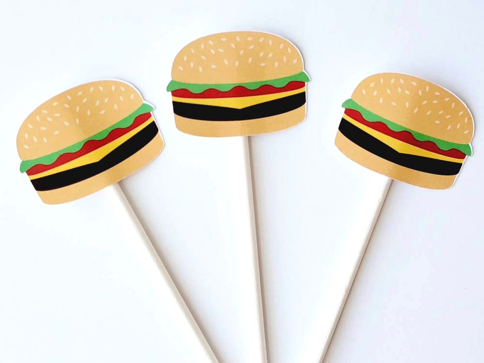Hamburger Cupcake Toppers Barbecue Cupcake Fast Food Cupcake - Etsy