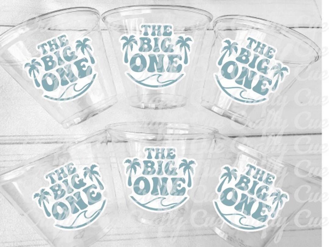 Surf Birthday Cups, the Big One Cups, 1st Birthday Party Cups, Surf ...