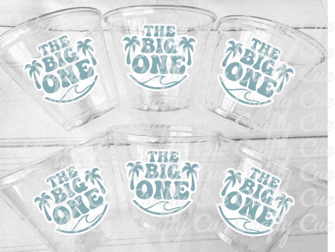 Beach Surf Birthday Cups, the Big One Cups, 1st Birthday Party Cups ...
