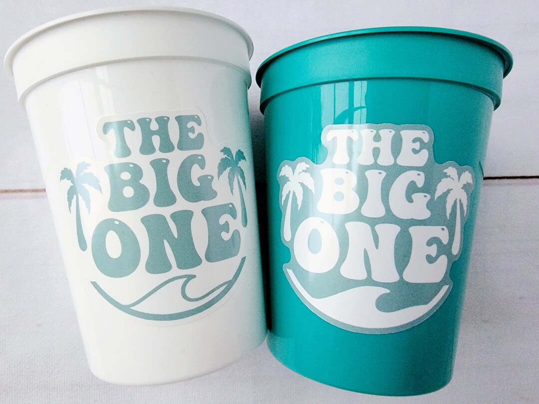 Surf Birthday Cups, the Big One Cups, Hawaii Party Cups, Surf Birthday ...